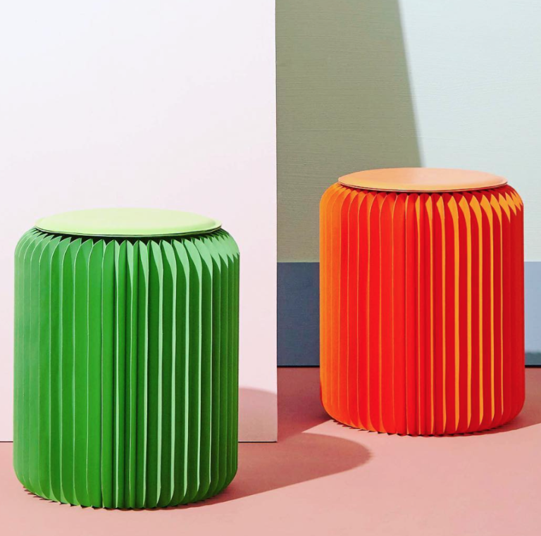 Tabouret en carton pliable en accordéon - la-mini-maison.com